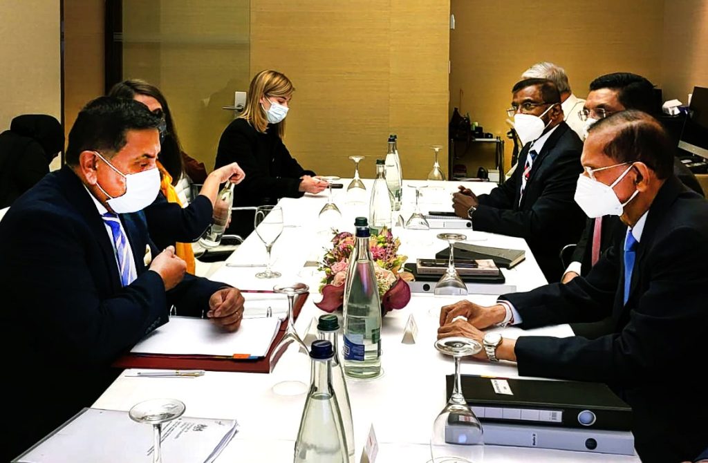 Foreign Affairs Minister G.L. Peiris attends bilateral meetings on the ...